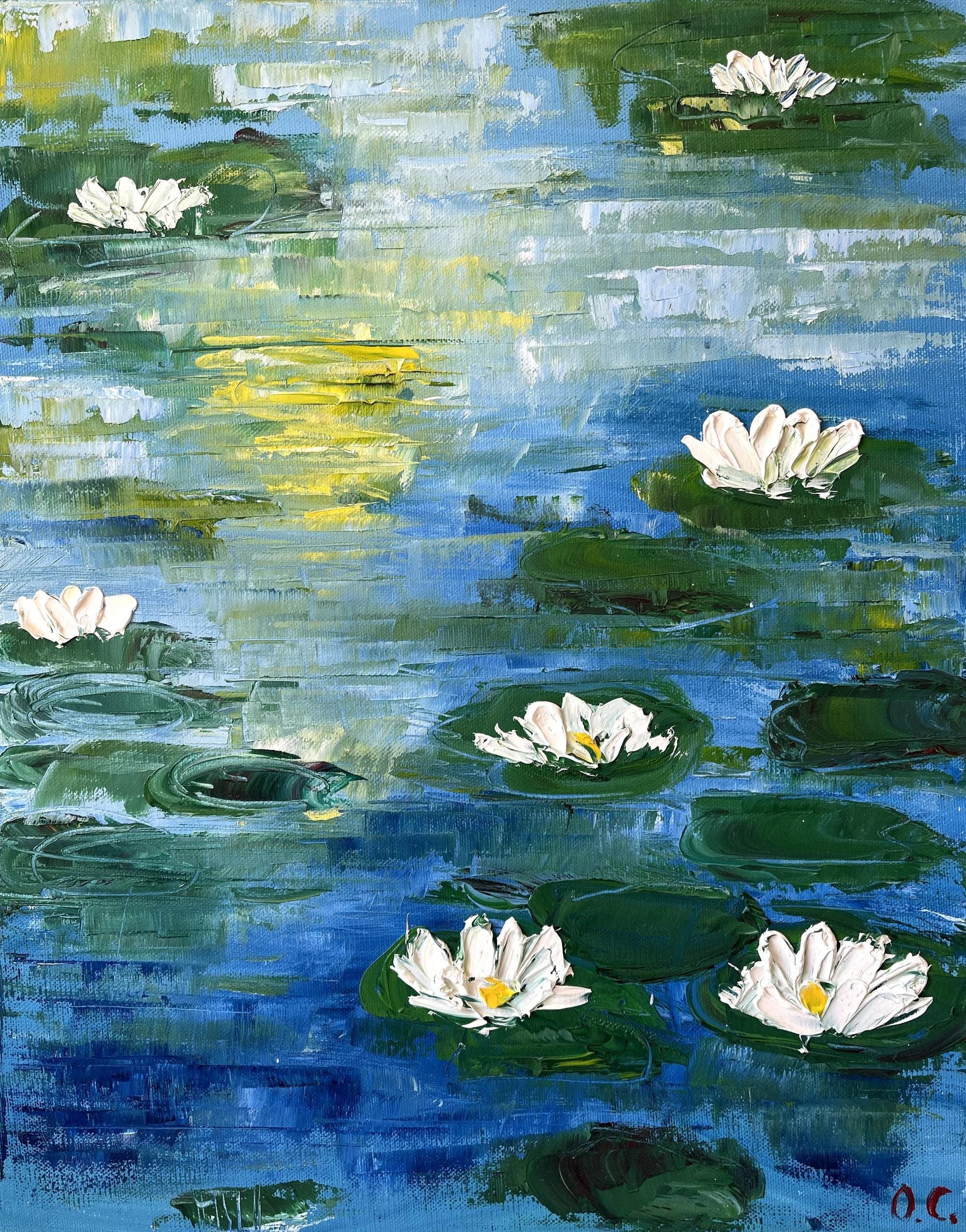 Lily Pads: Water Lily, Water Lily Painting on Canvas, Original Artwork ...