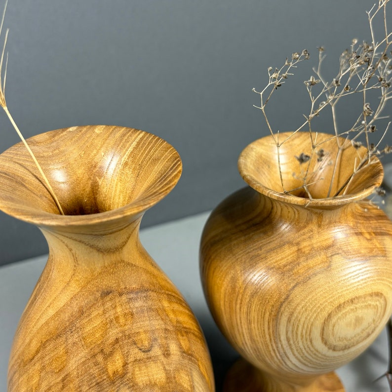 Handmade Ash Wood Vase Set: Unique Decorative Vases - Etsy
