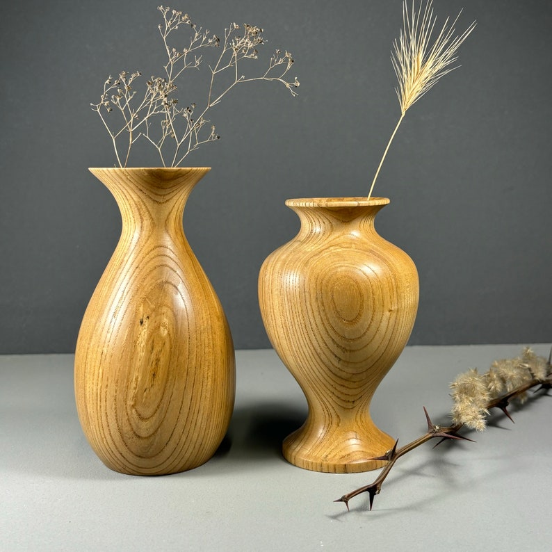 Handmade Ash Wood Vase Set: Unique Decorative Vases - Etsy