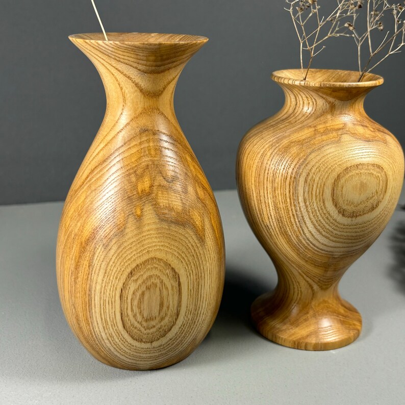 Handmade Ash Wood Vase Set: Unique Decorative Vases - Etsy