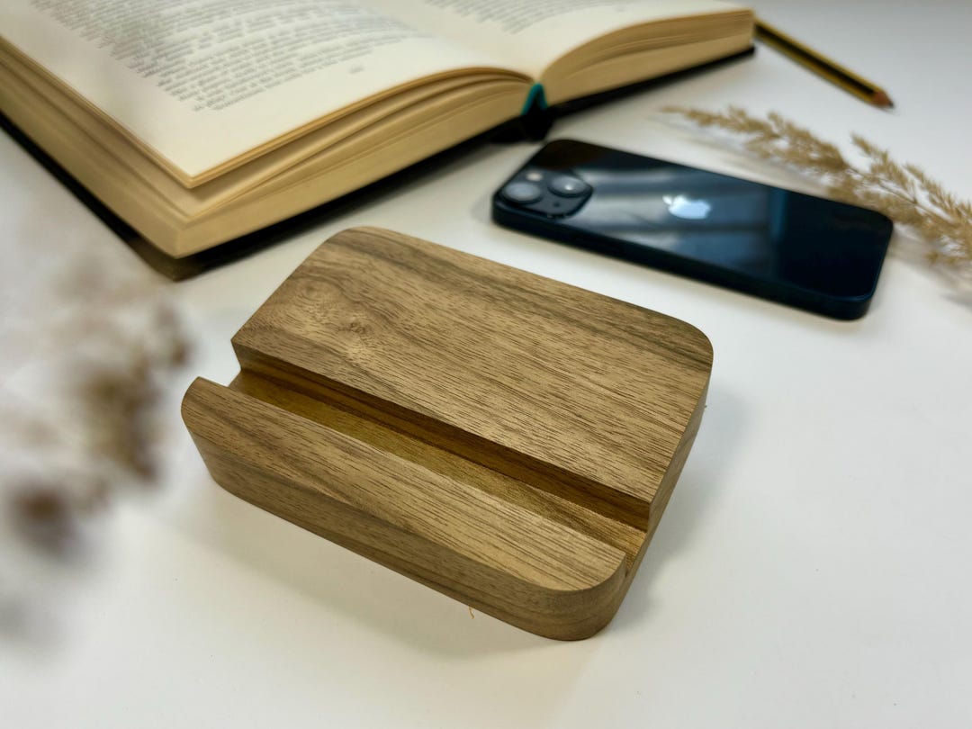 Minimalist Wooden Phone Stand: Natural Wood Desk Accessory - Etsy
