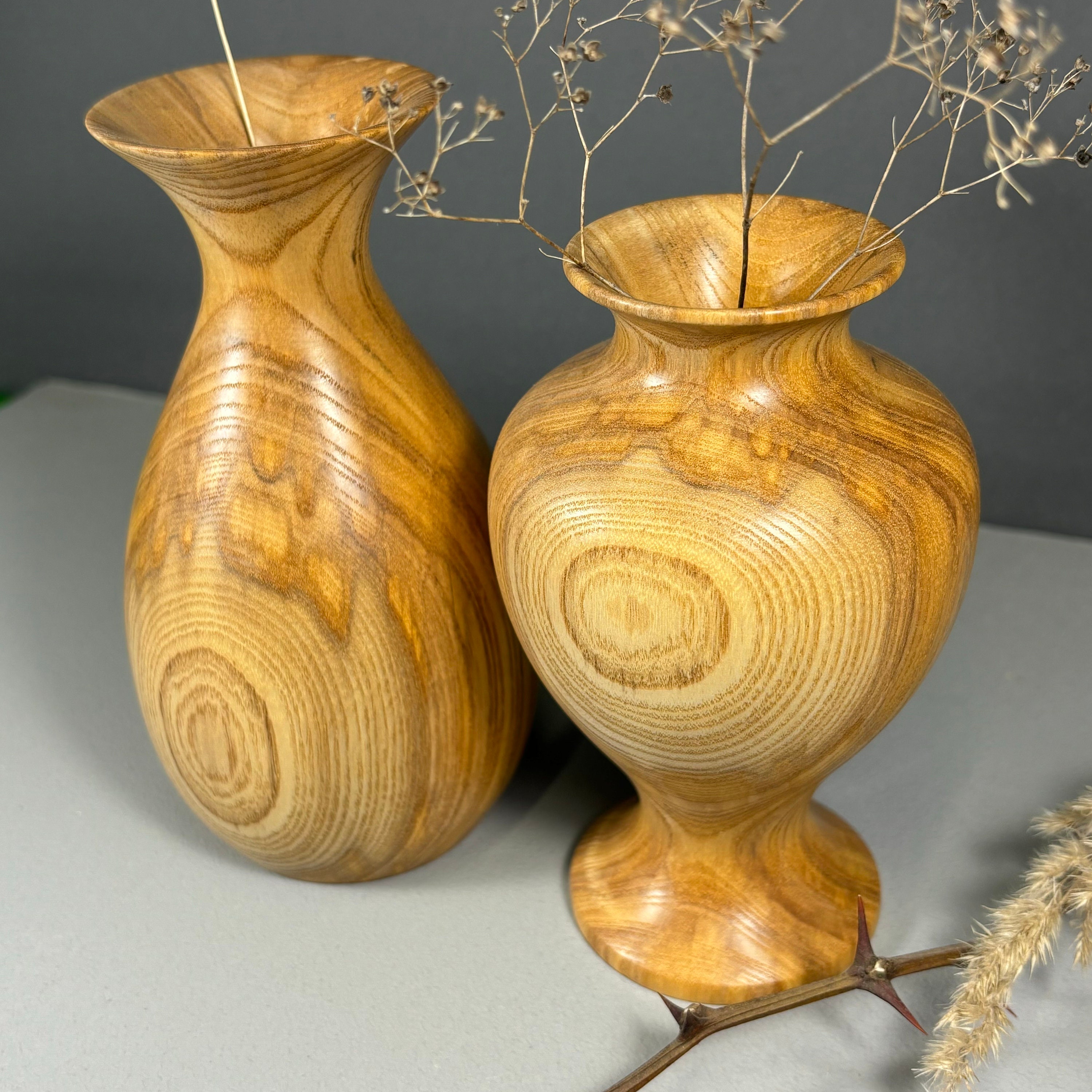 Handmade Ash Wood Vase Set: Unique Decorative Vases - Etsy