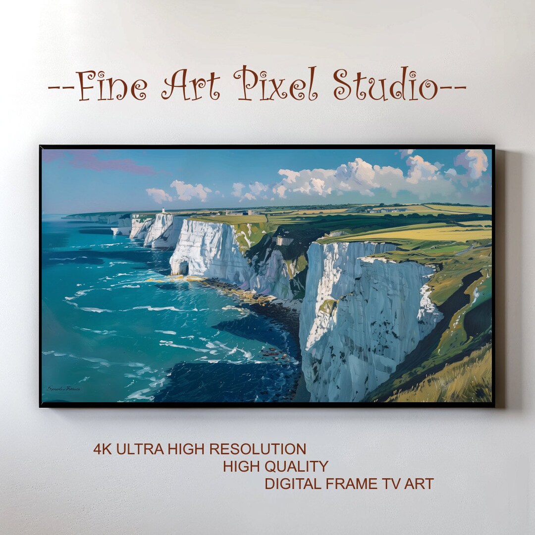 White Cliffs of Dover Painting 4K Digital Art for Frametvs - Etsy