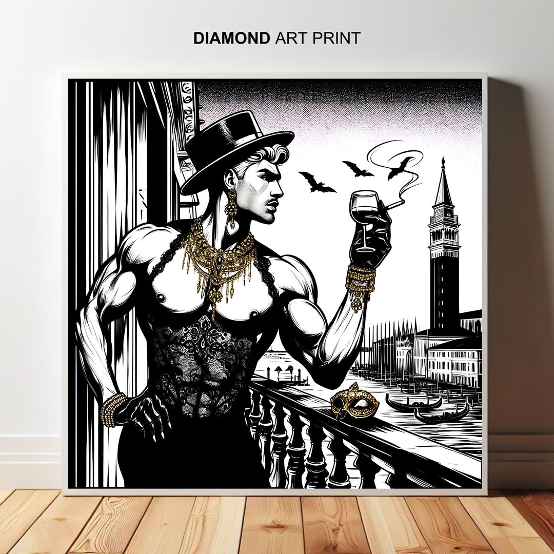 Venice Adonis Boy Pop Art Print: Black and White Queer Wall Art ...