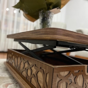 3-stage Functional Magic Coffee Table, Wheeled Smart Table, Extendable ...