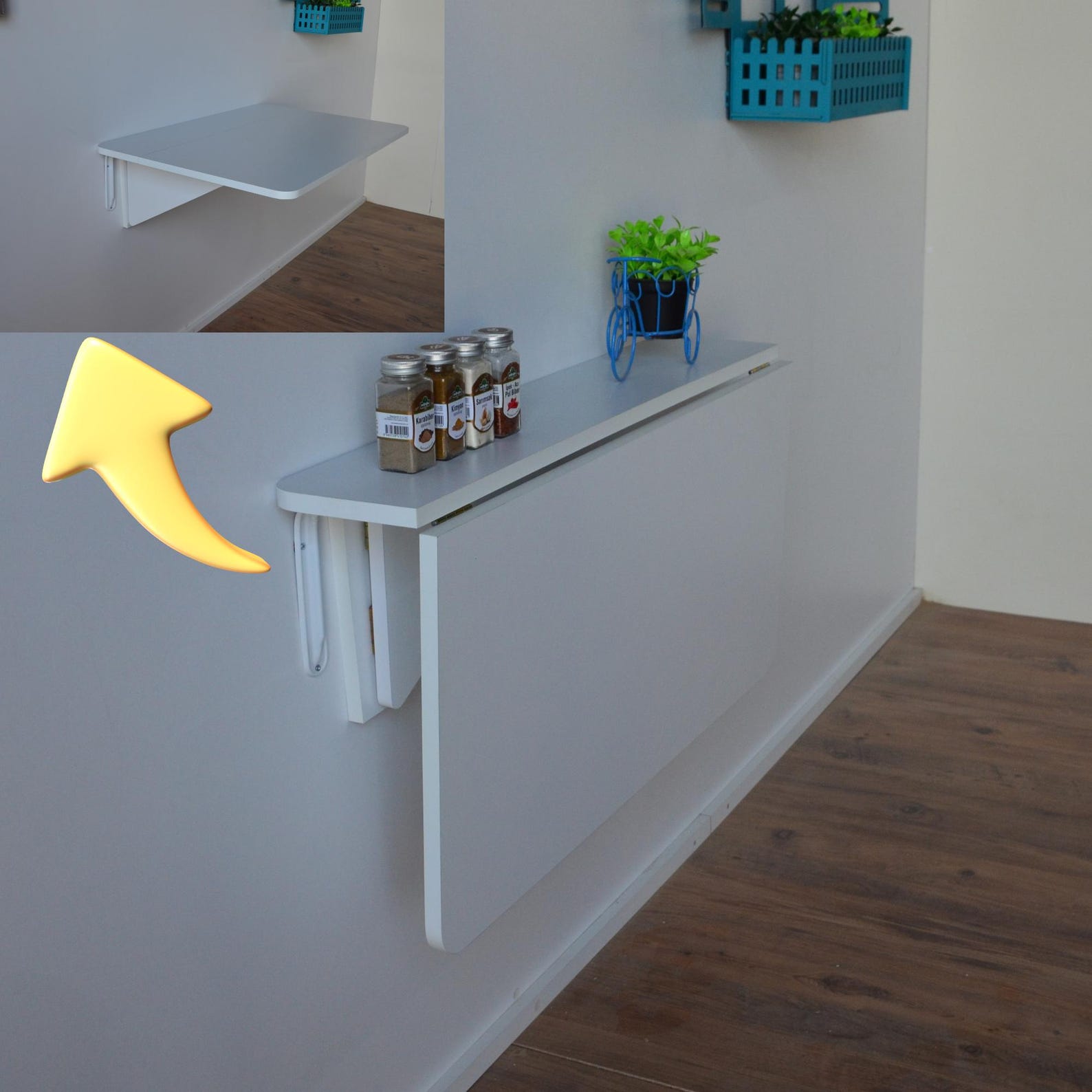 Wall Mounted Folding Kitchen Table, Folding Dining Table, Small Space ...