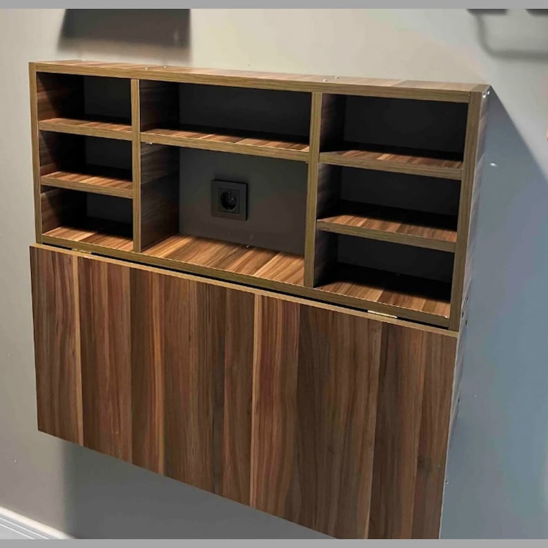 Wall Mounted Computer Desk With Folding Shelves Wooden Murphy Desk ...