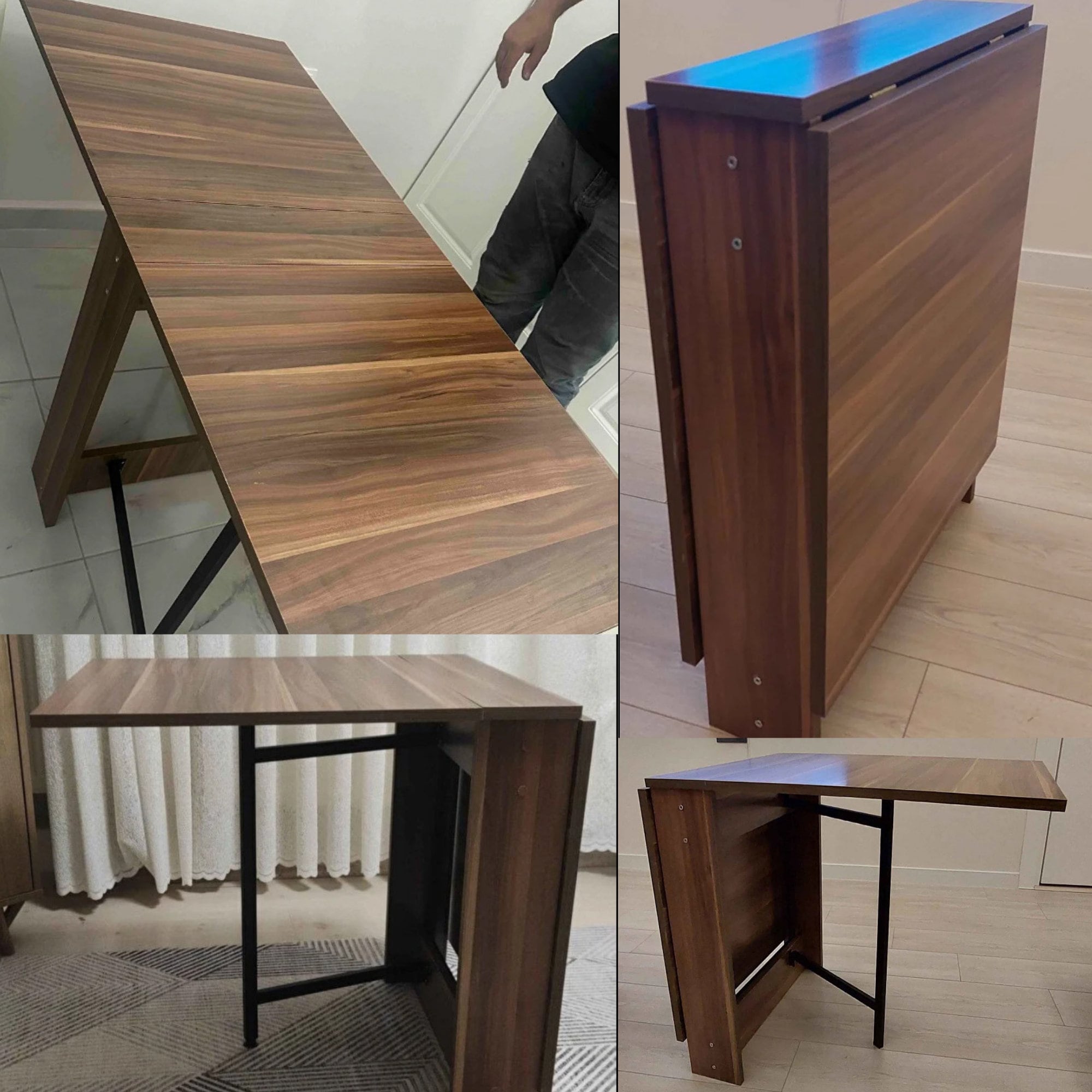 Portable Folding Balcony Table, Murphy Kitchen Table, Foldable Wooden ...