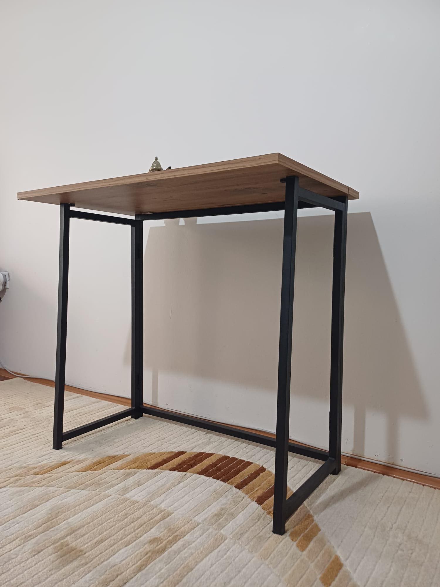 Folding Murphy Table With Portable Shelves, Metal Leg Folding Study ...