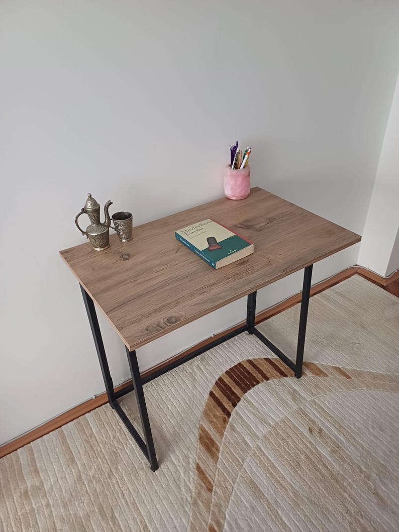 Folding Murphy Table With Portable Shelves, Metal Leg Folding Study ...