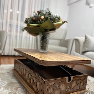 3-stage Functional Magic Coffee Table, Wheeled Smart Table, Extendable ...