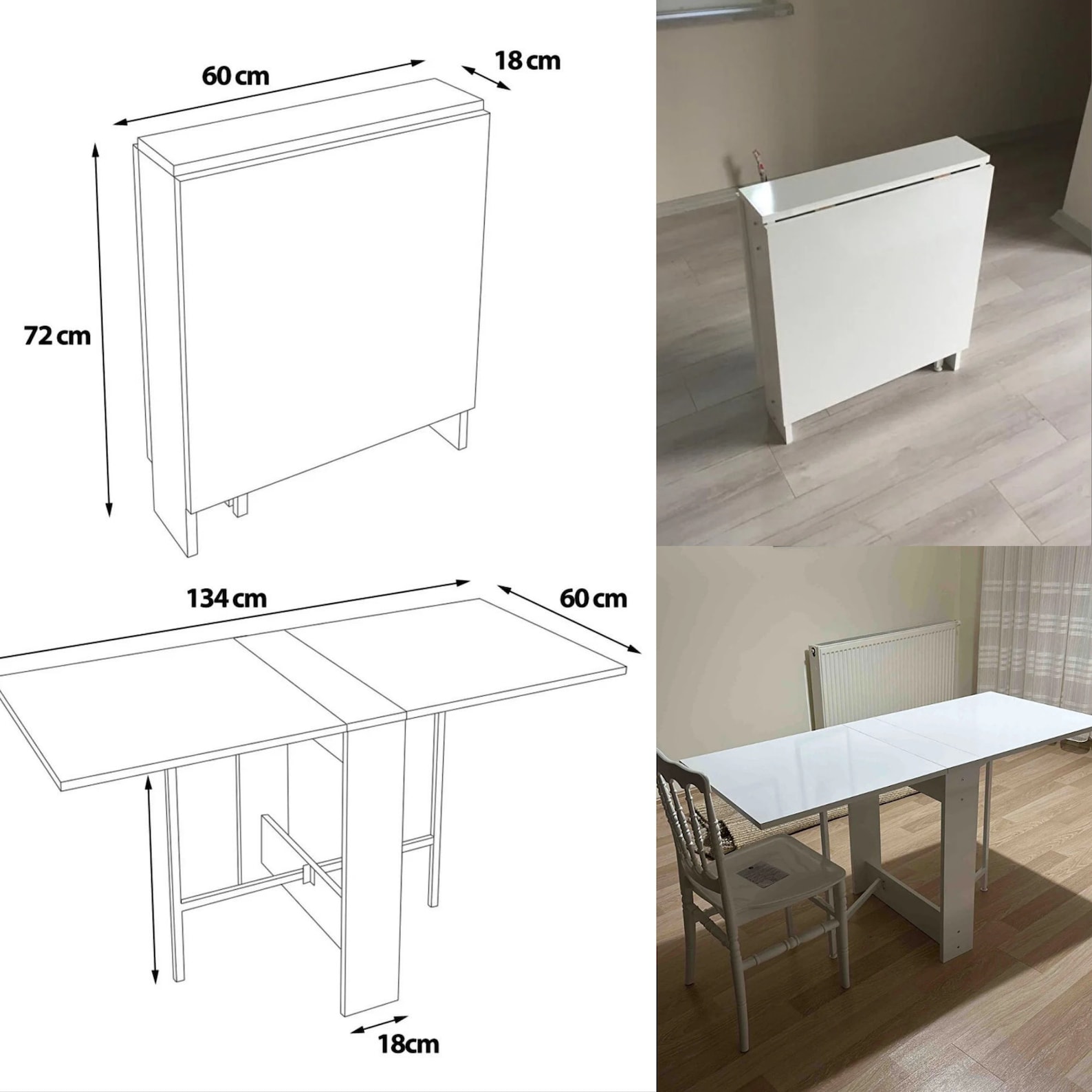 Portable Folding Balcony Table, Murphy Kitchen Table, Foldable Wooden ...