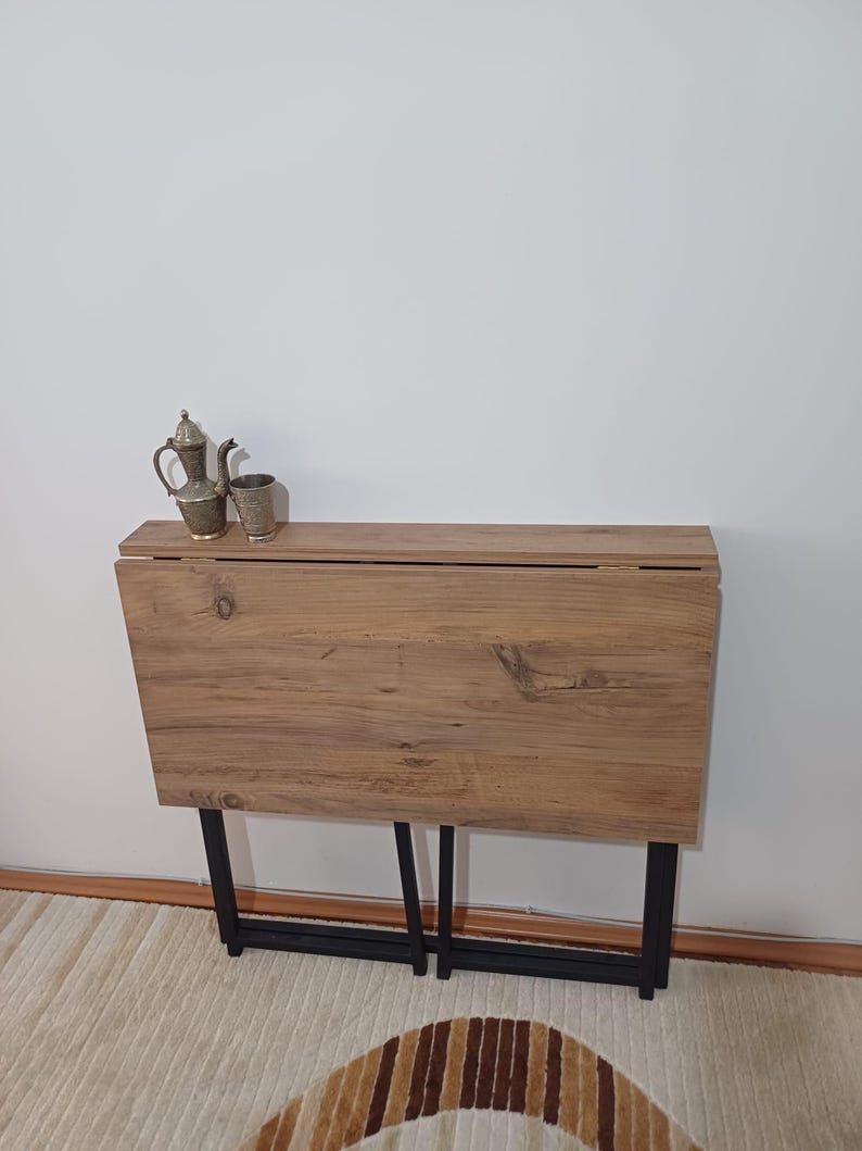 Folding Murphy Table With Portable Shelves, Metal Leg Folding Study ...