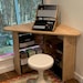 Corner Wooden Table, Space Saving Corner Table With Shelf, Corner Study ...