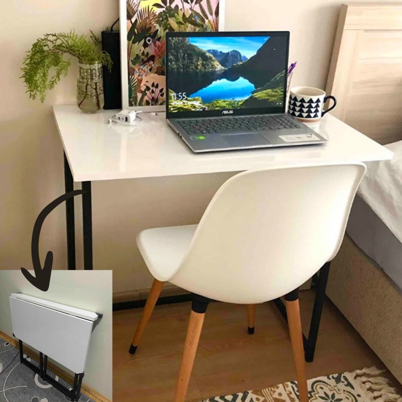 Folding Murphy Table With Portable Shelves, Metal Leg Folding Study ...