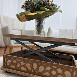 3-stage Functional Magic Coffee Table, Wheeled Smart Table, Extendable ...