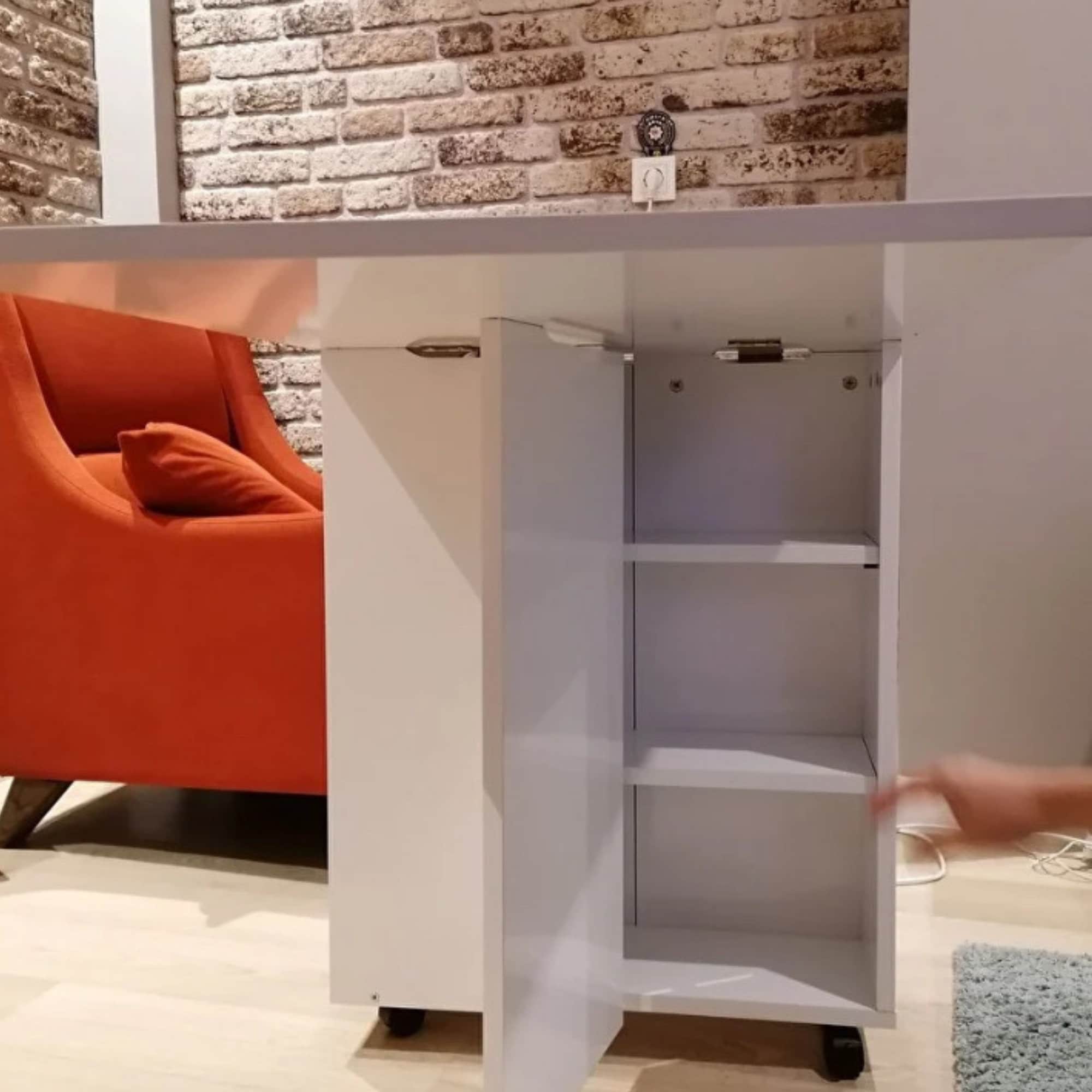 Portable Folding Dining Table on Wheels, Space-saving Kitchen Table ...