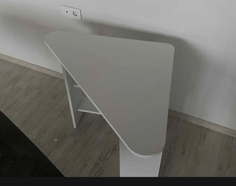 Corner Wooden Table, Space Saving Corner Table With Shelf, Corner Study ...