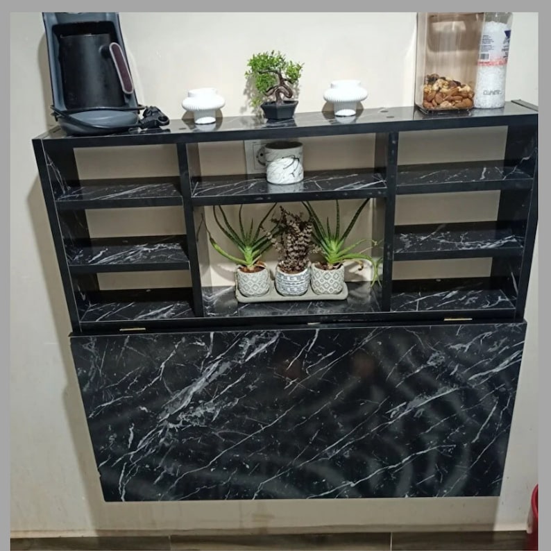 Wall Mounted Computer Desk With Folding Shelves Wooden Murphy Desk ...