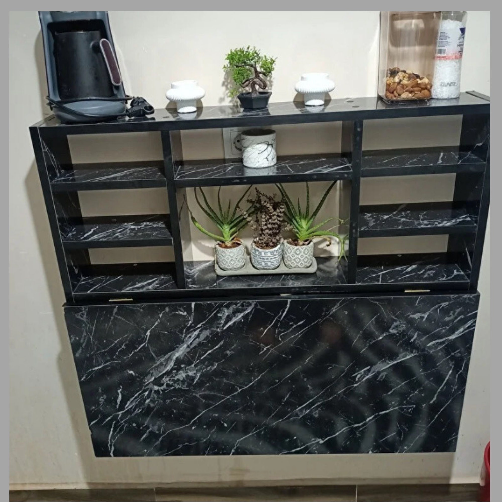 Wall Mounted Computer Desk With Folding Shelves Wooden Murphy Desk ...