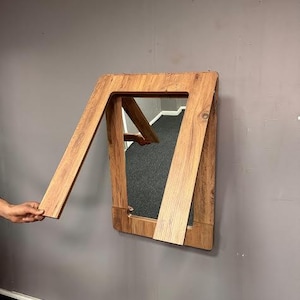 Wall Mounted Folding Mirrored Murphy Table, Framed Wooden Wall Mounted ...
