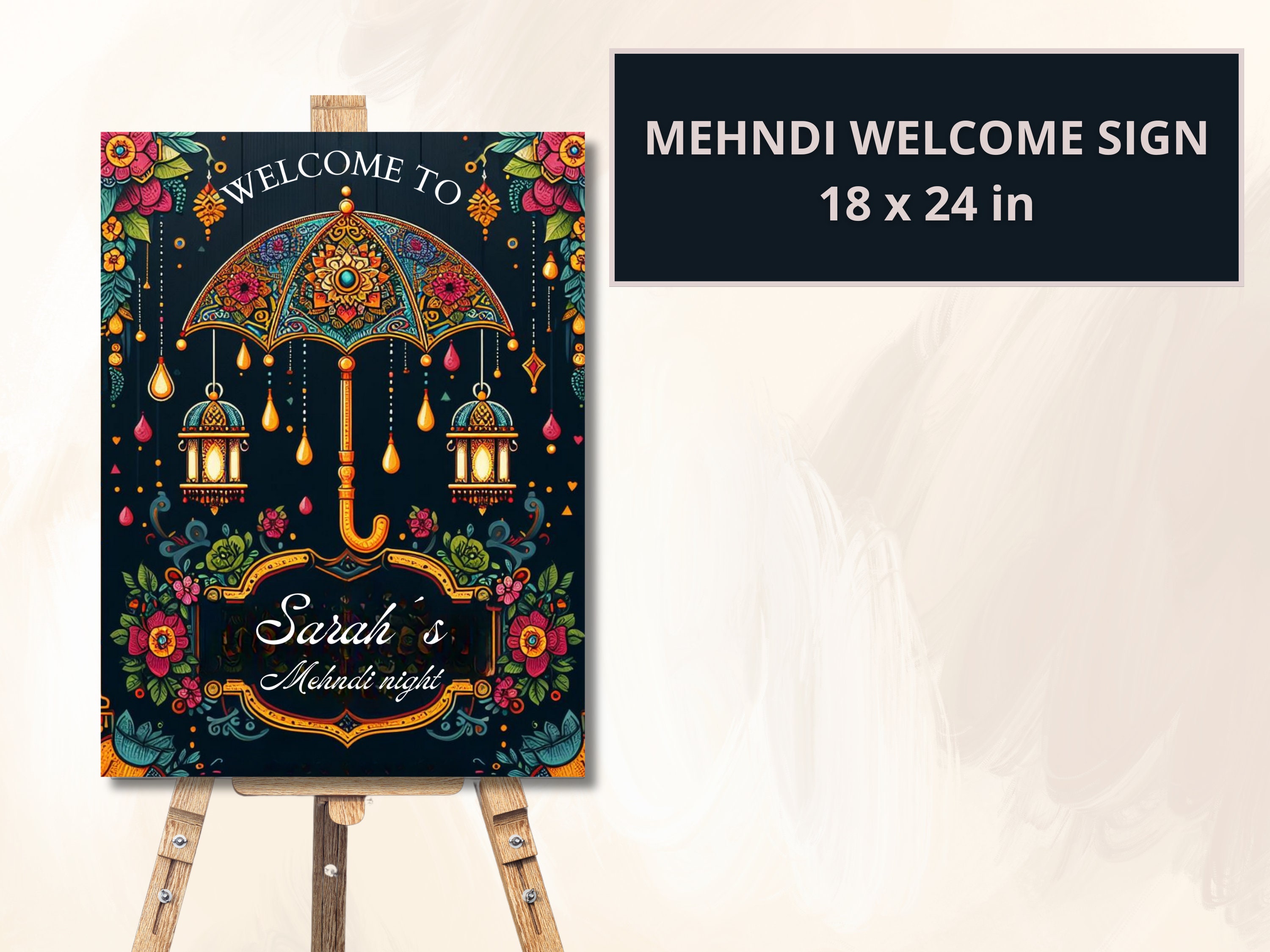 Mendhi Signs, Mehndi Welcome Signs & Mendhi Decor Sign Umbrella, Mehndi ...