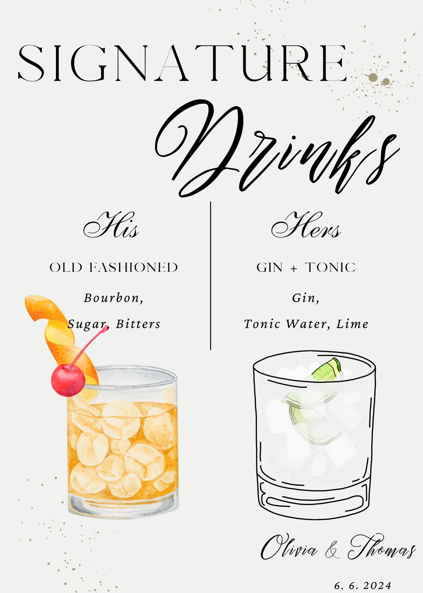 Minimalistic Signature Drink Sign Bar Wedding Menu Table Menu Printable ...