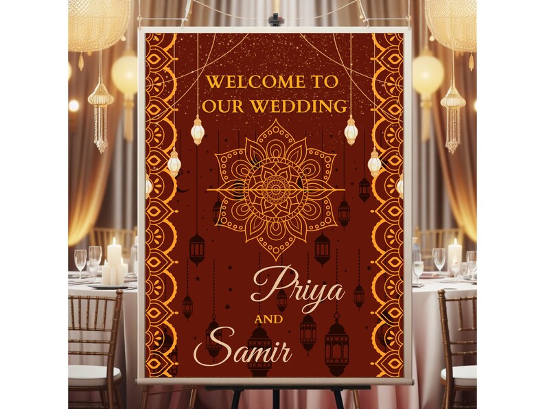 Radiant Red Indian Wedding Welcome Sign, Sangeet Welcome Sign, Hindu ...