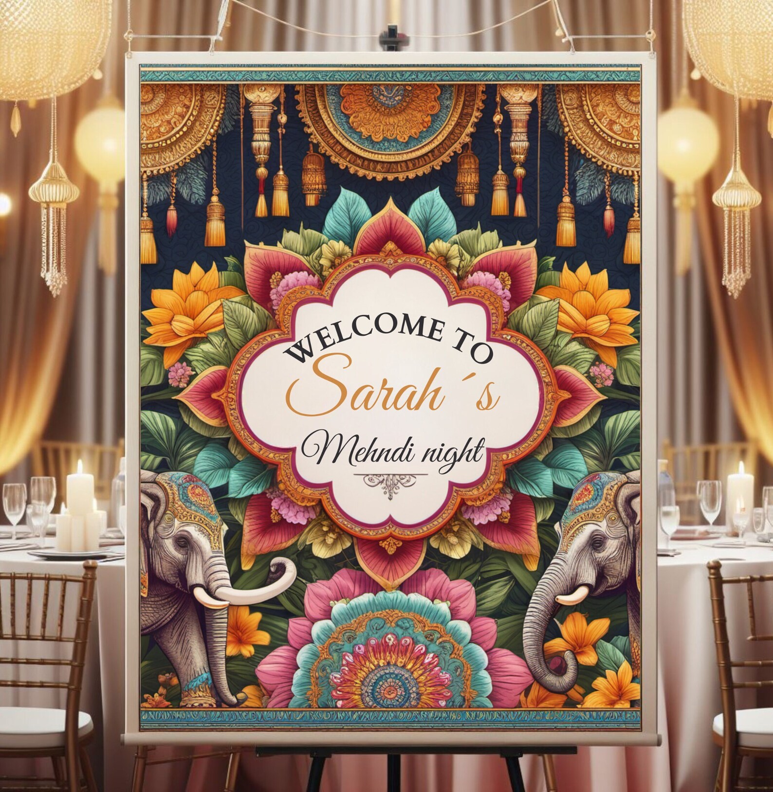 Floral Mehndi Welcome Sign Sangeet Welcome Sign Wedding Ceremony Mehndi ...