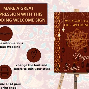 Radiant Red Indian Wedding Welcome Sign, Sangeet Welcome Sign, Hindu ...