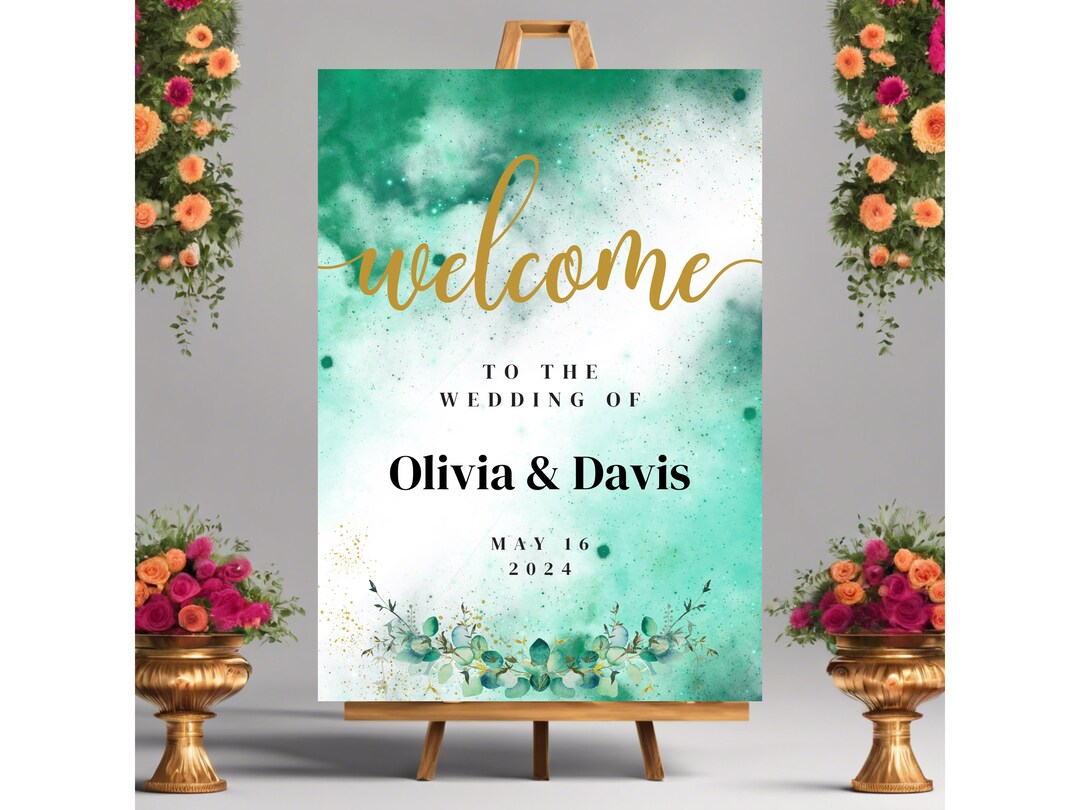 Emerald Wedding Welcome Sign Emerald Green and Gold Banner Bride to Be ...
