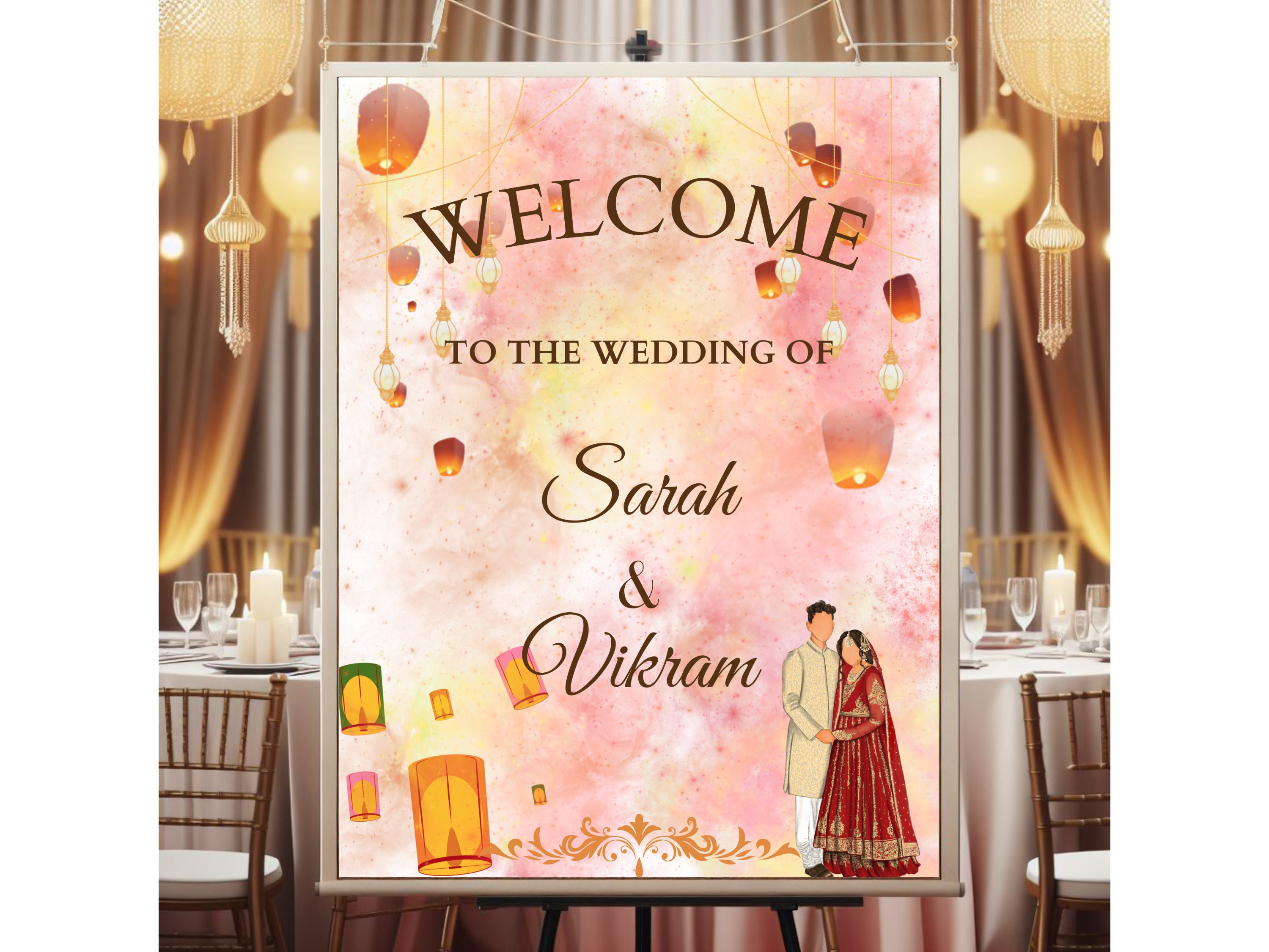 Pink Indian Wedding Welcome Sign Indian Welcome Sign Template Indian ...