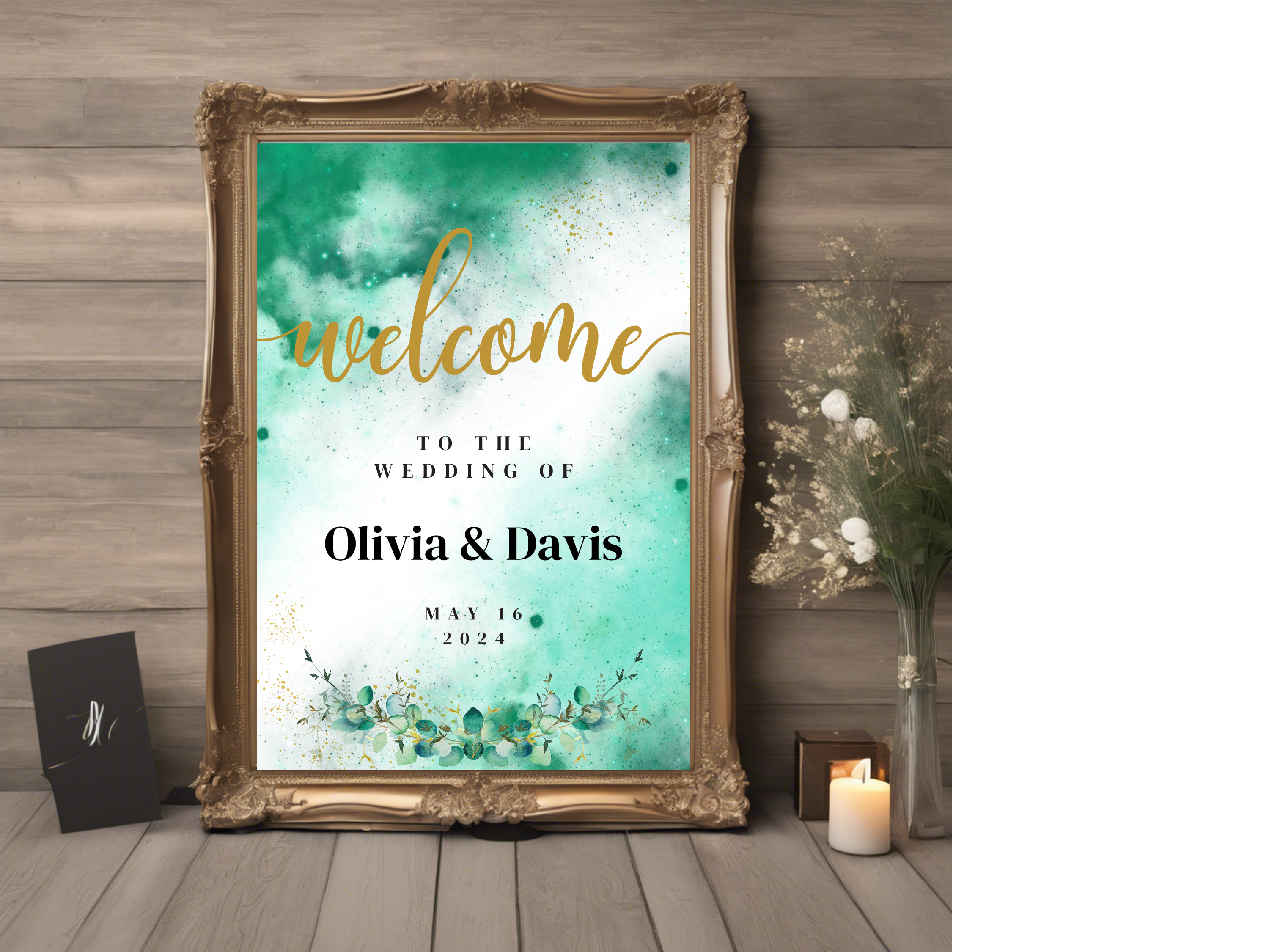 Emerald Wedding Welcome Sign Emerald Green and Gold Banner Bride to Be ...