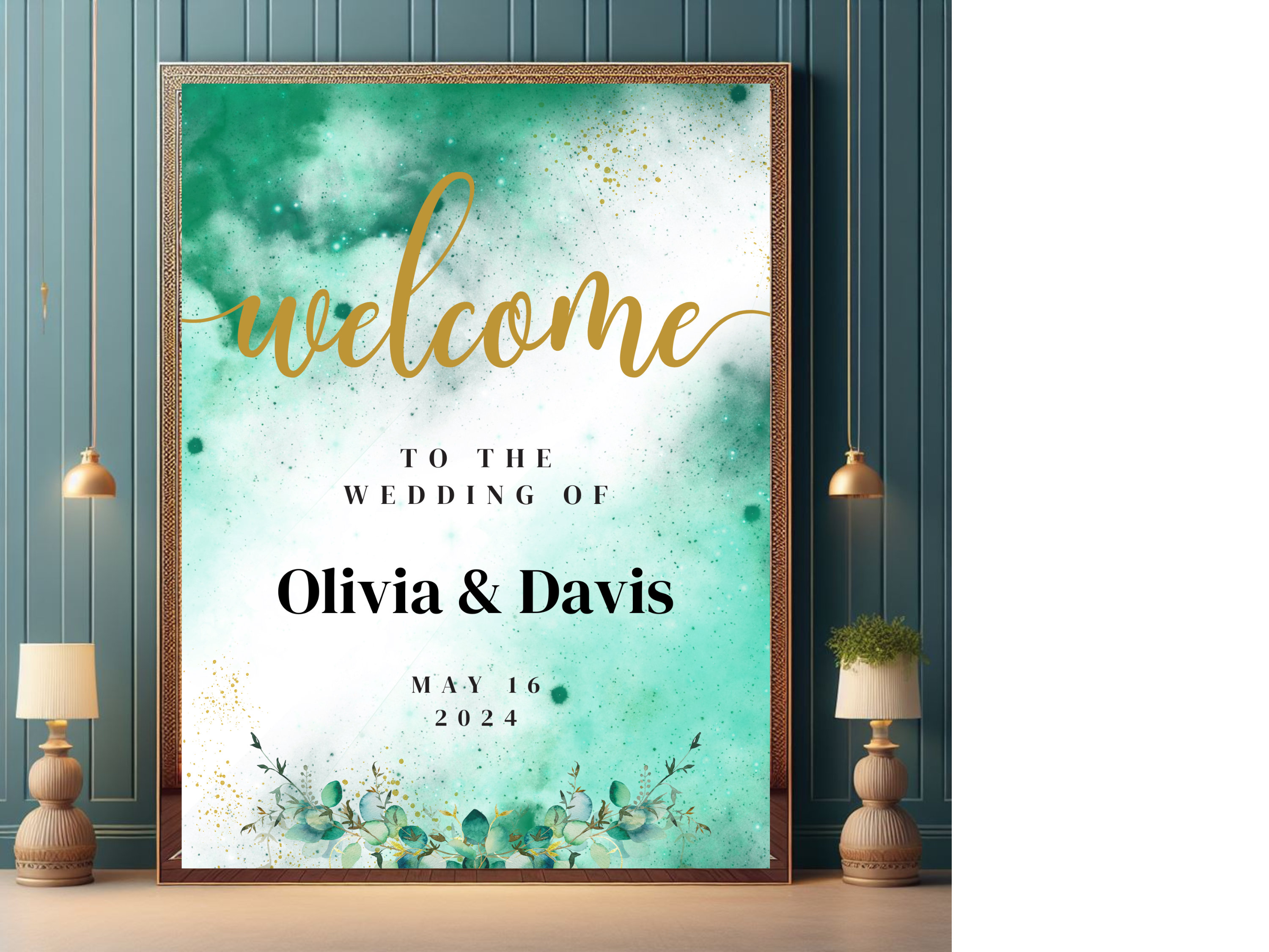 Emerald Wedding Welcome Sign Emerald Green and Gold Banner Bride to Be ...