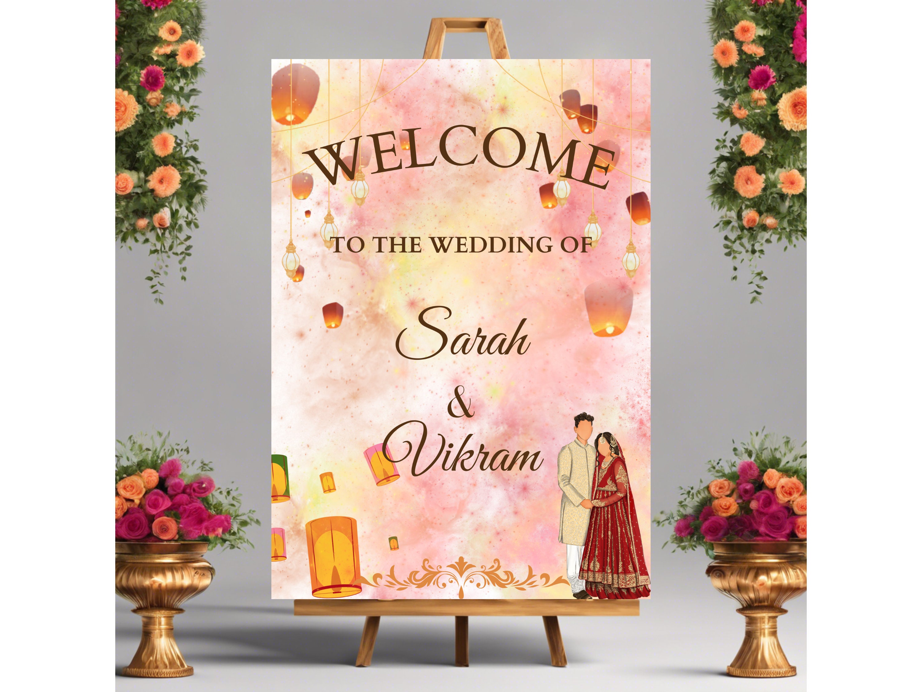 Indian Wedding Welcome Sign, Indian Welcome Sign Template, Indian ...