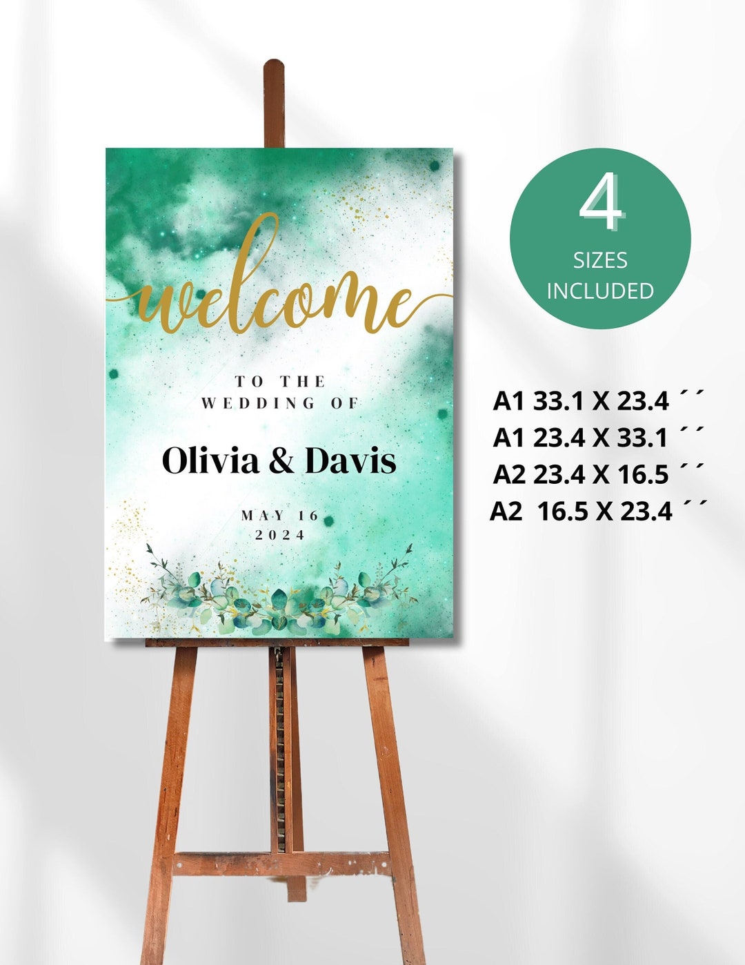 Emerald Wedding Welcome Sign, Emerald Green and Gold Banner, Bride to ...