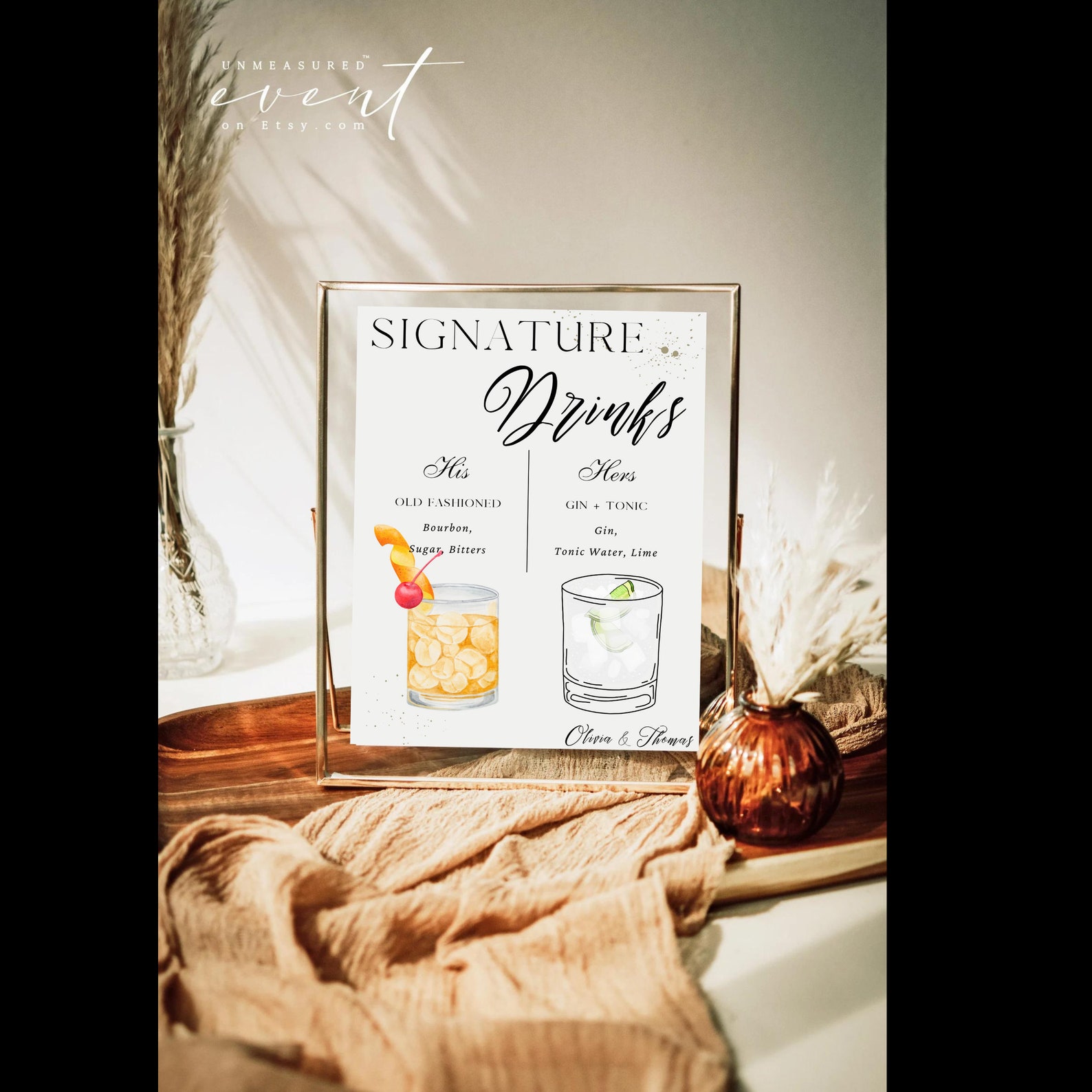 Minimalistic Signature Drink Sign Bar Wedding Menu Table Menu Printable ...