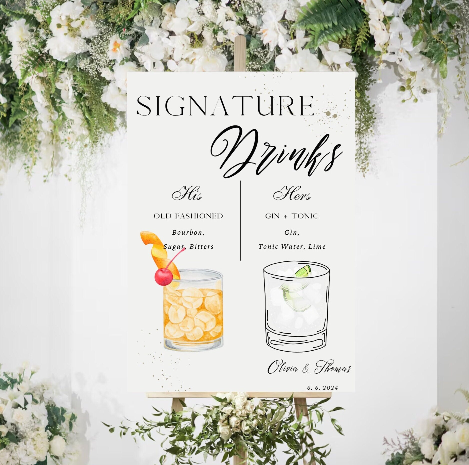 Minimalistic Signature Drink Sign Bar Wedding Menu Table Menu Printable ...
