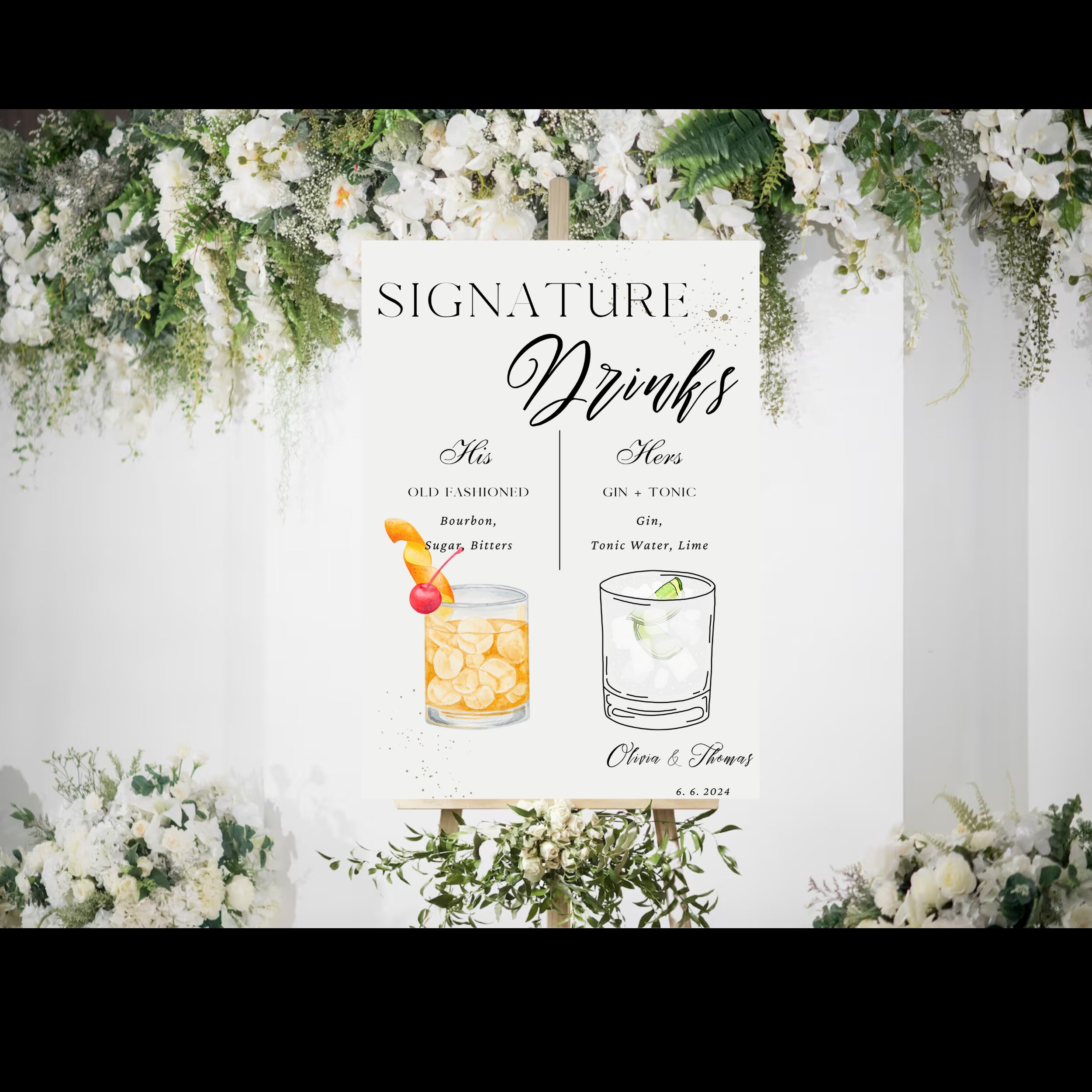 Minimalistic Signature Drink Sign Bar Wedding Menu Table Menu Printable ...