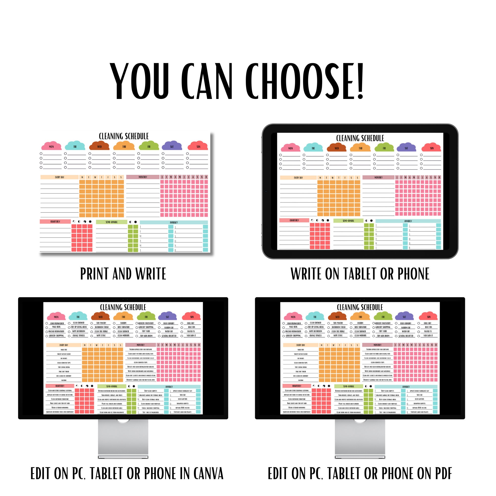 Editable Cleaning Checklist Deep Cleaning Planner ADHD Cleaning ...