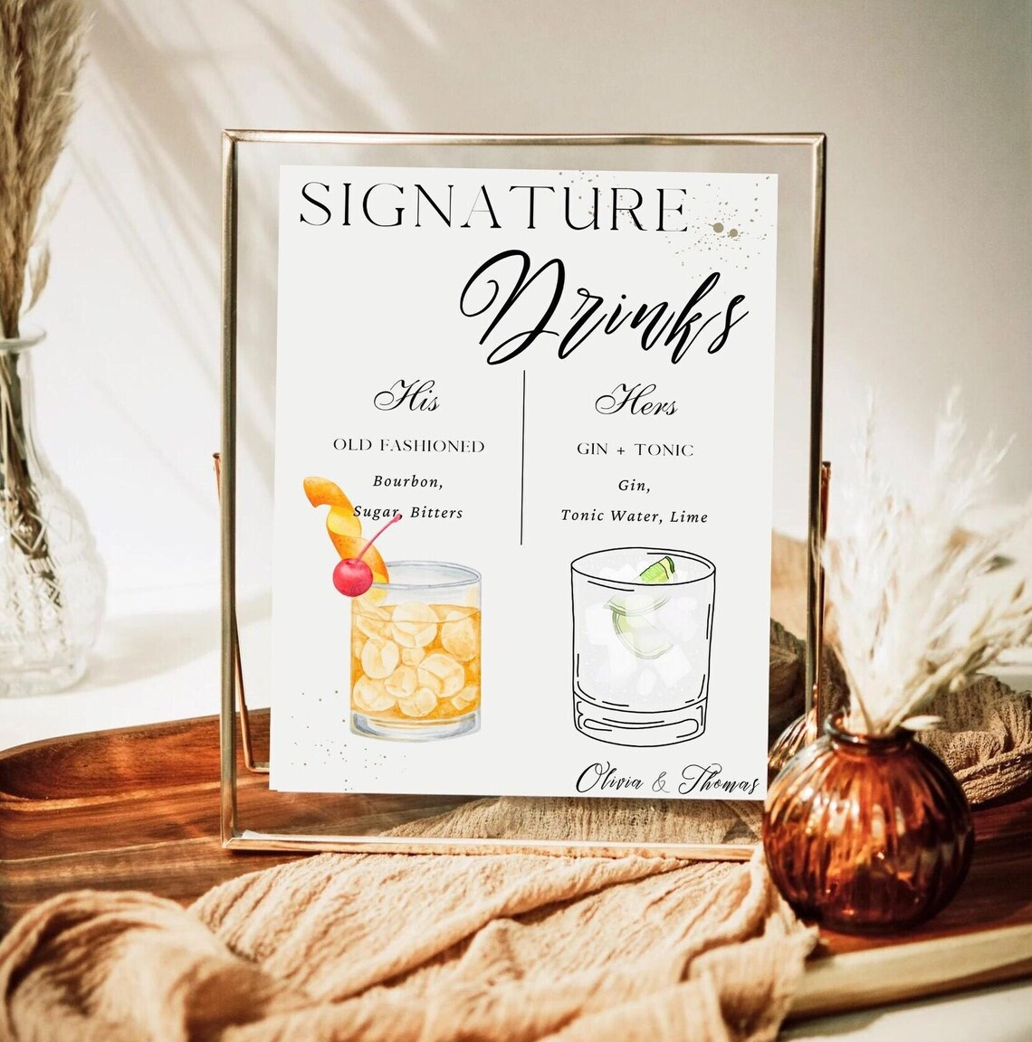 Minimalistic Signature Drink Sign Bar Wedding Menu Table Menu Printable ...