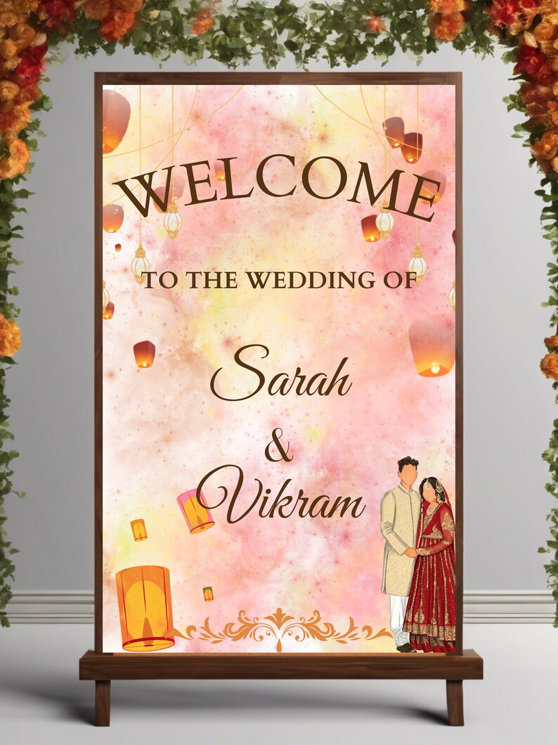 Pink Indian Wedding Welcome Sign Indian Welcome Sign Template Indian ...