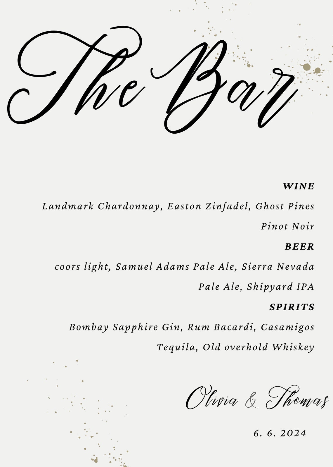 Minimalistic the Bar Menu Sign Modern Drink Menu Signature Drinks ...