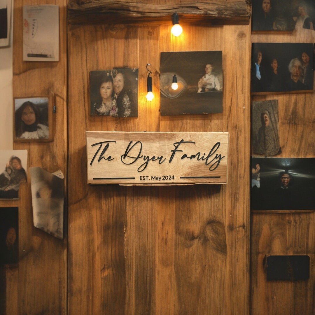 A Beautifully Crafted Wooden Sign Featuring the Family Name Sign or EST ...