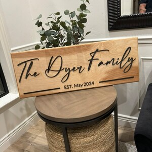 A Beautifully Crafted Wooden Sign Featuring the Family Name Sign or EST ...