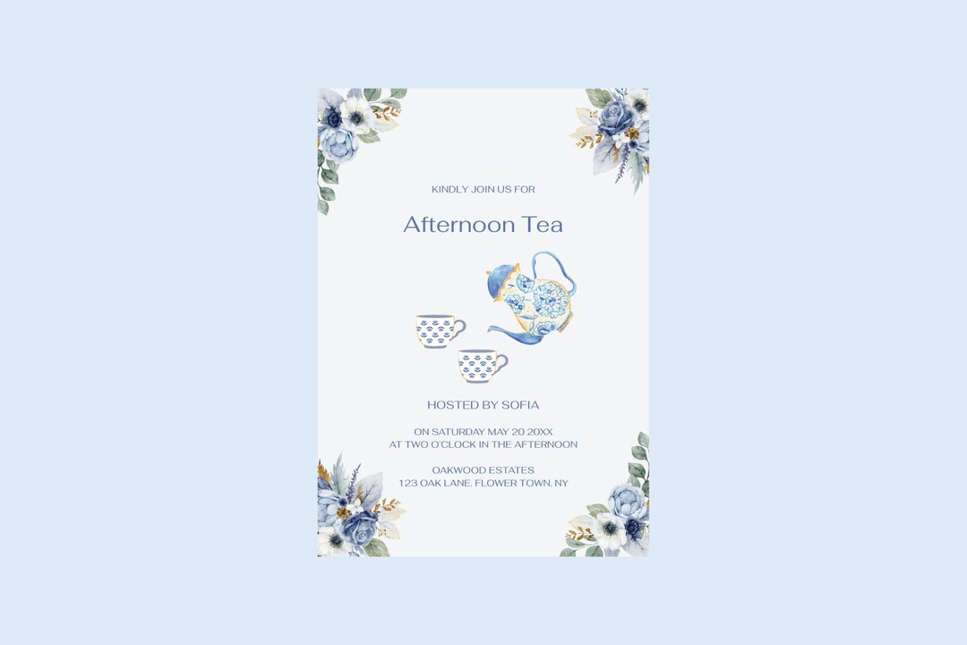Editable Afternoon Tea Invitation. Afternoon Tea Party Invitation. - Etsy
