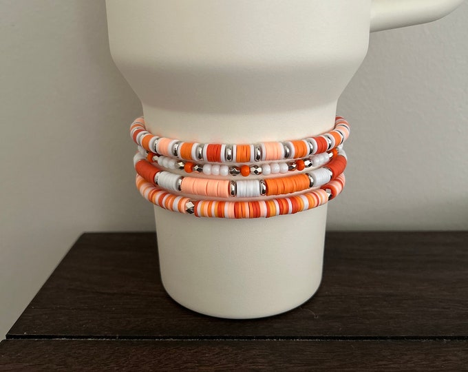 Orange Stanley Bracelet Stack, Tumbler Accessories, Boot Topper - Etsy