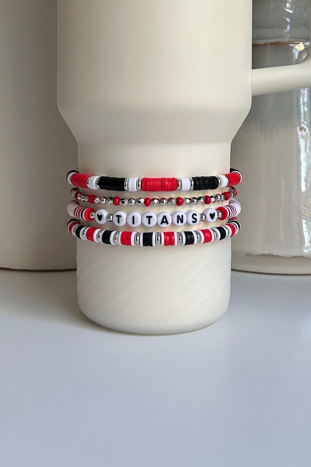 Personalized Red and Black Stanley Bracelet Stack, Boot Topper. Cup ...