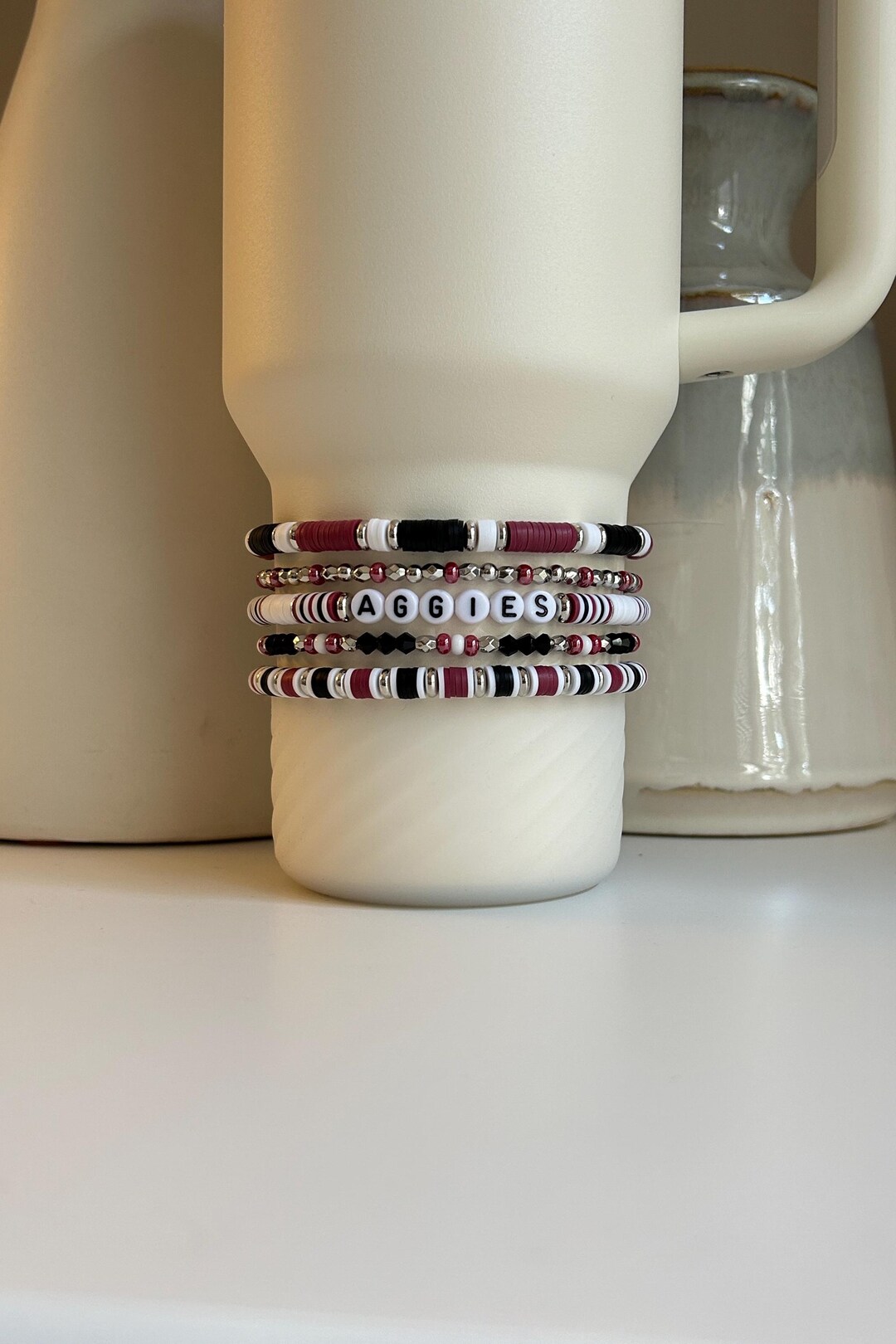 Personalized Maroon and Black Stanley Bracelet Stack, Boot Topper. - Etsy