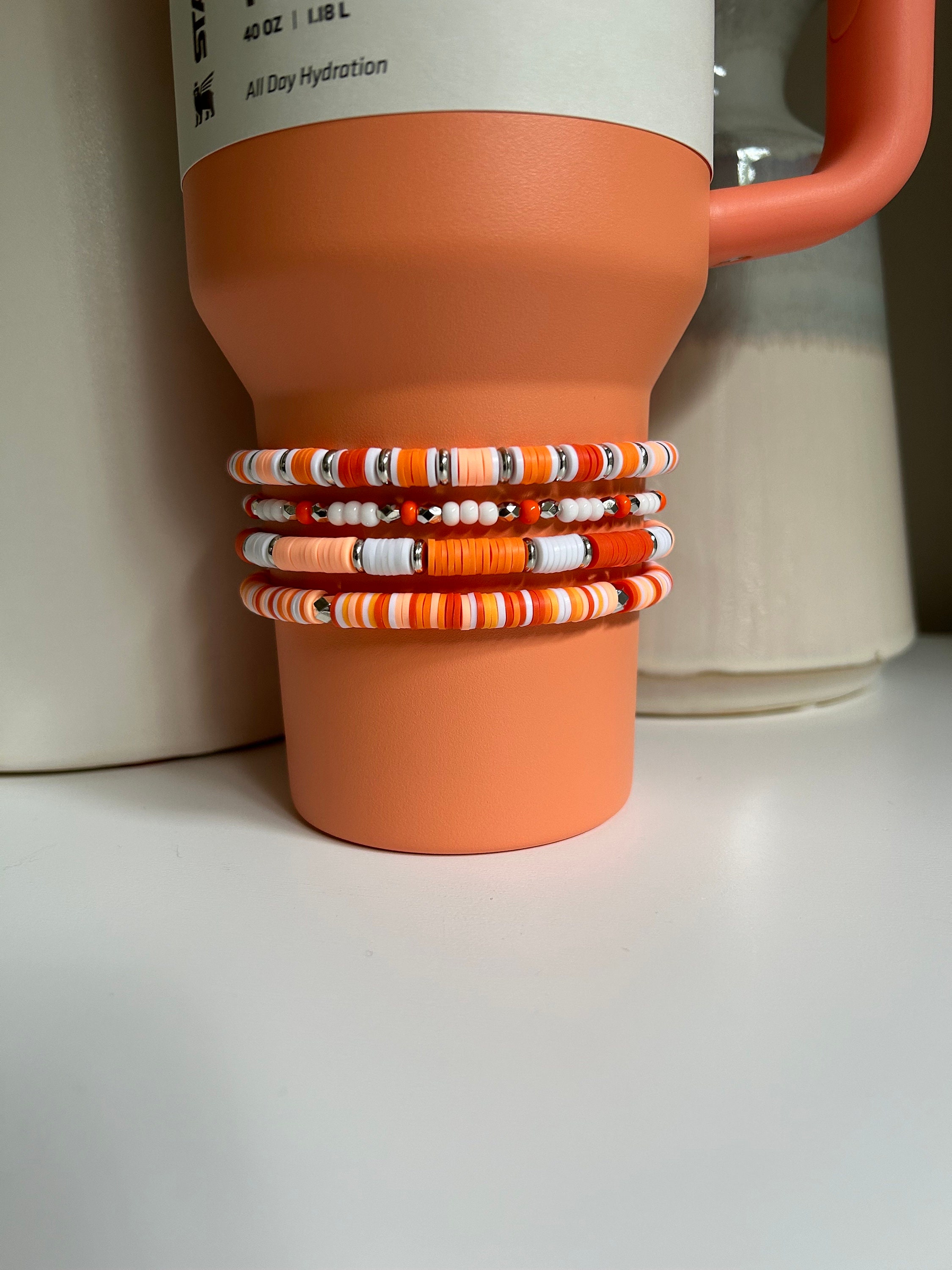 Orange Stanley Bracelet Stack, Tumbler Accessories, Boot Topper - Etsy